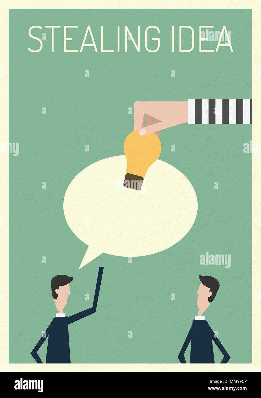 Thief stealing light bulb idea .Eps10 vector illustration.Symbol ...