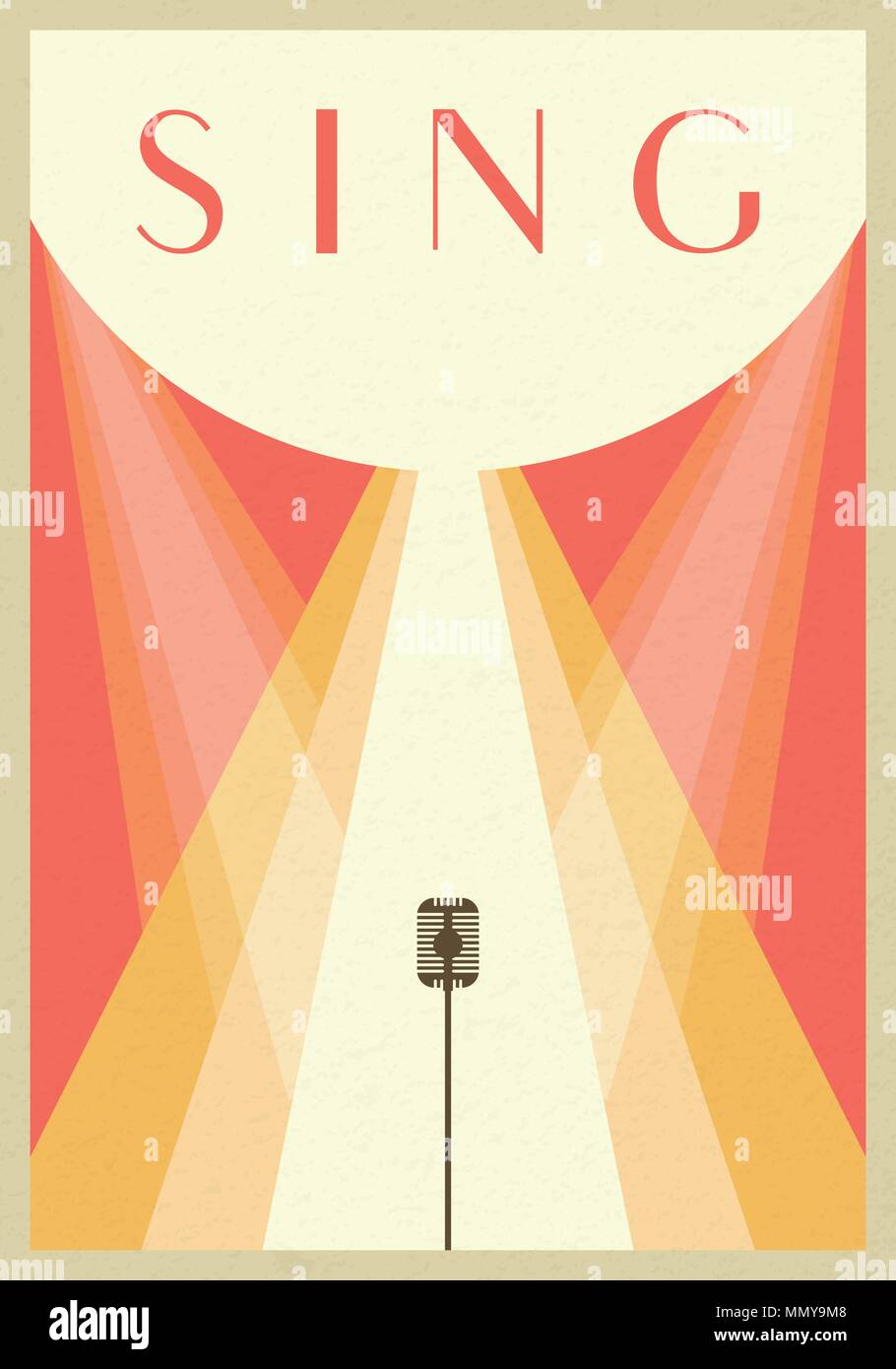 Old Vintage microphone background. Minimalist retro poster Stock Vector ...