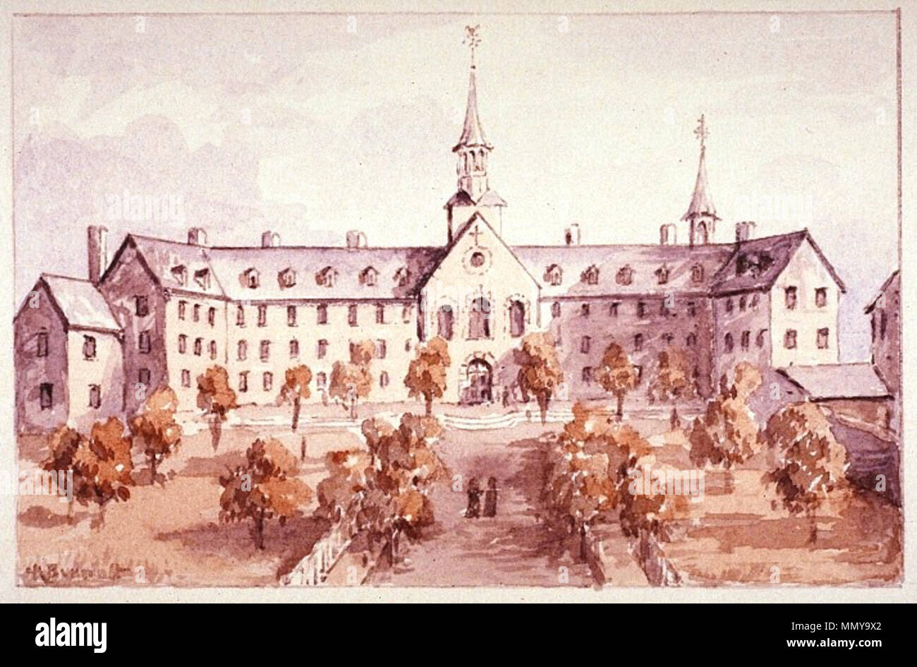 . English: Painting, Grey Nuns, Montreal, The old Grey Nunnery ...