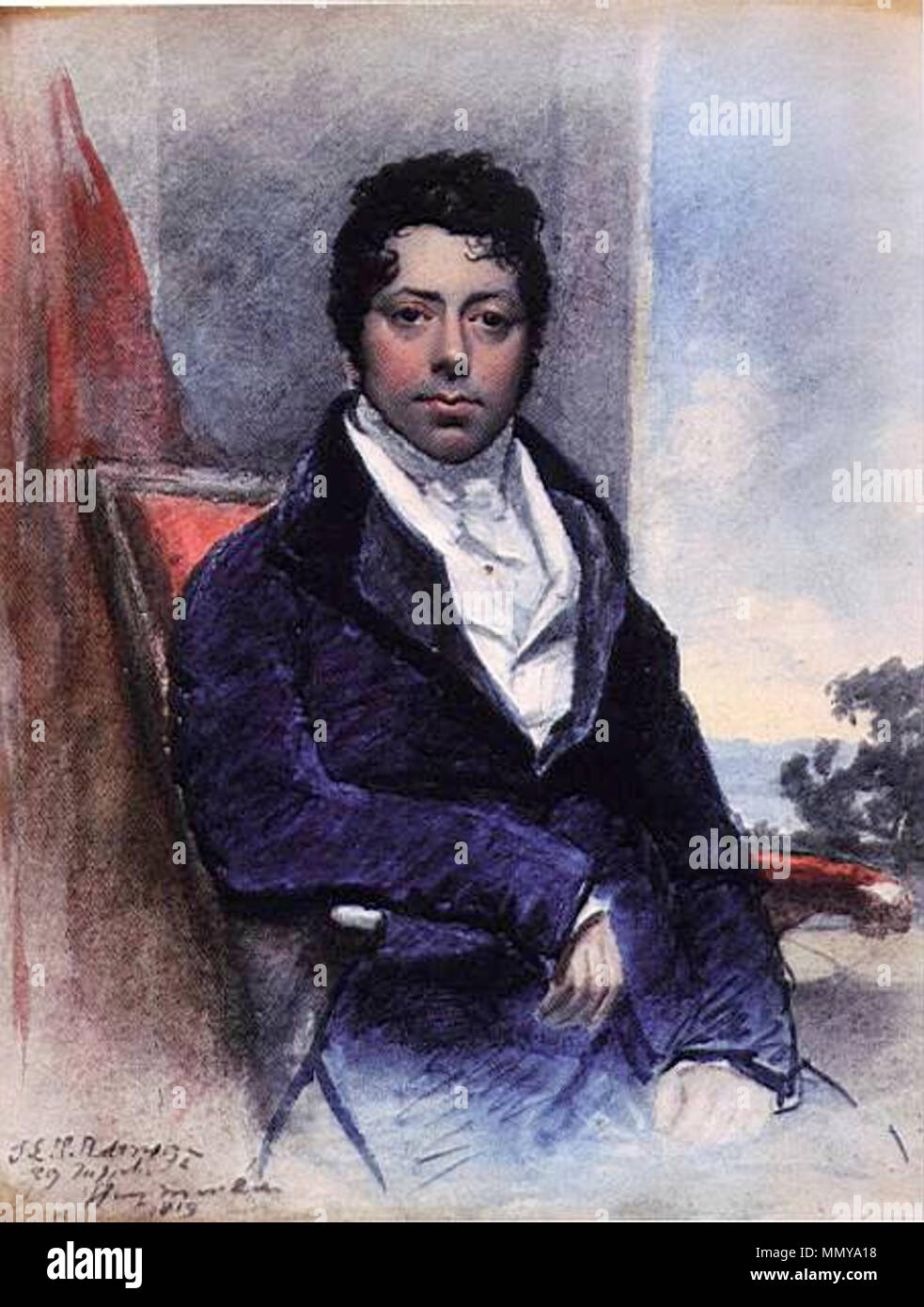 . English: Watercolour and pencil by the artist J.E.T. Robinson of the ...