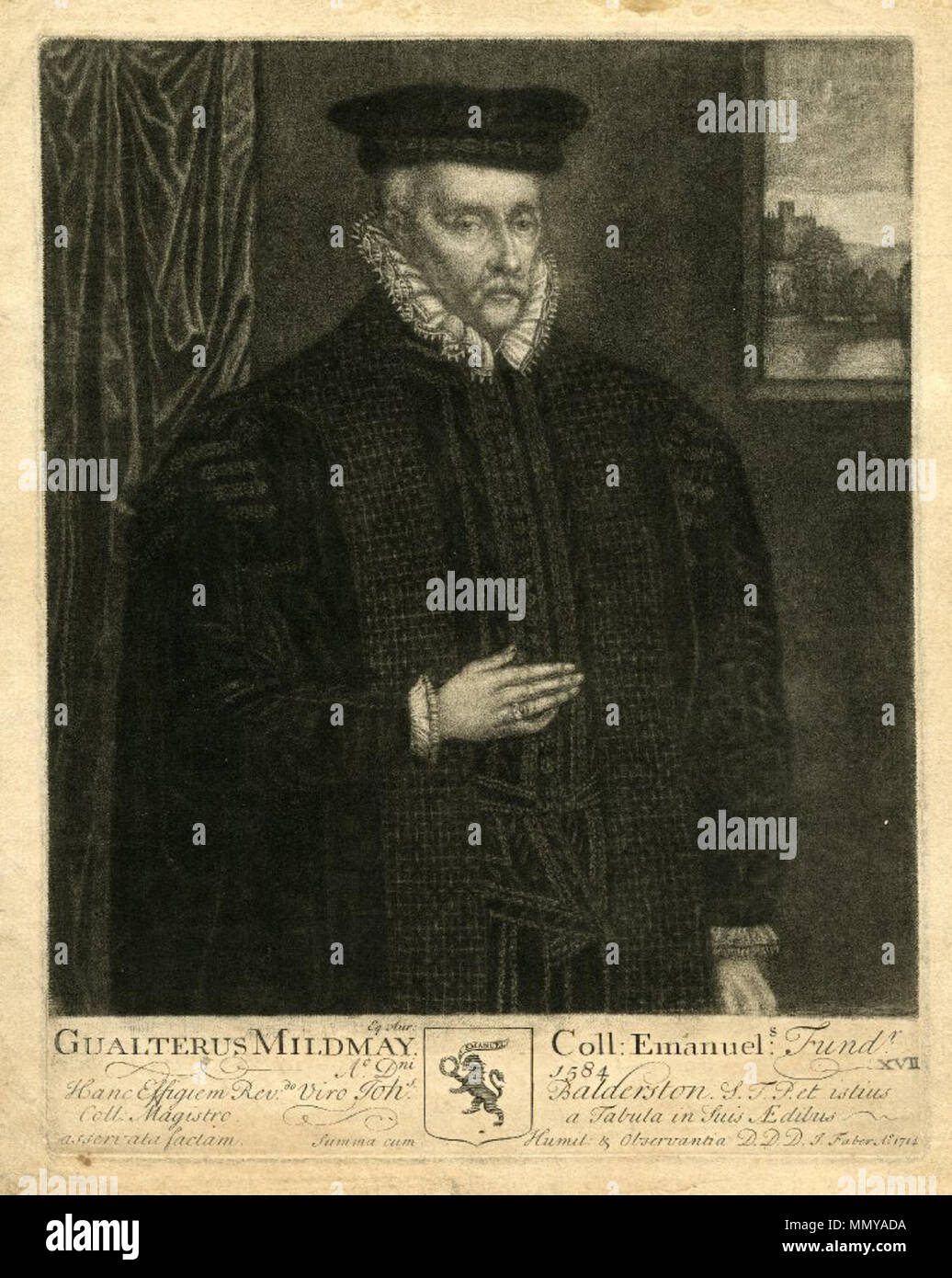 . English: 'Gualterus Mildmay,' portrait of Sir Walter Mildmay, the ...