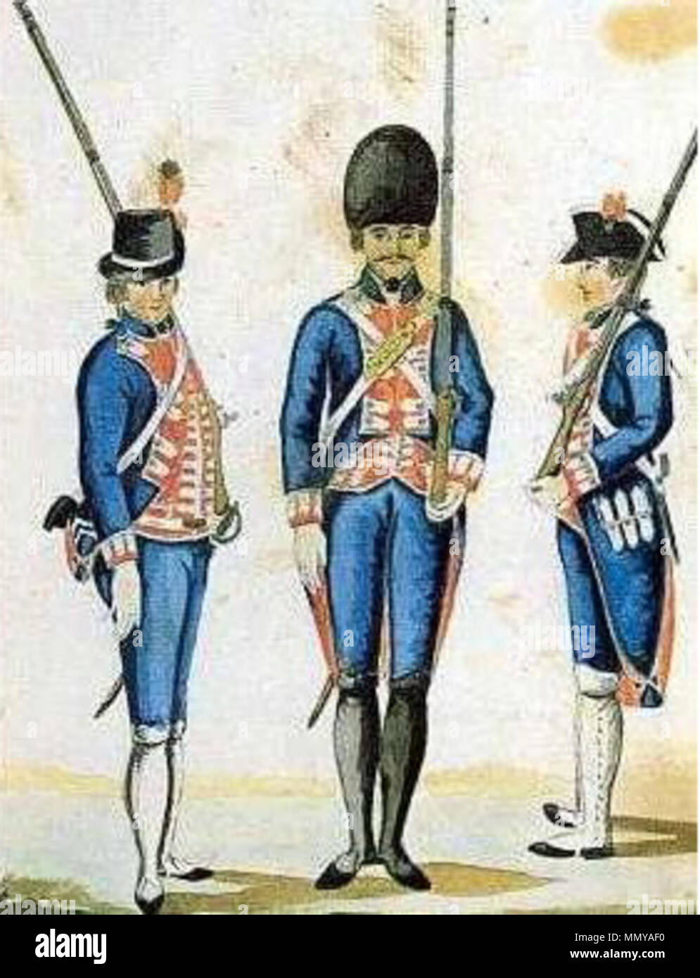 . Español: Guardia Valona de España en el siglo XVIII. Dibujo realizado ...