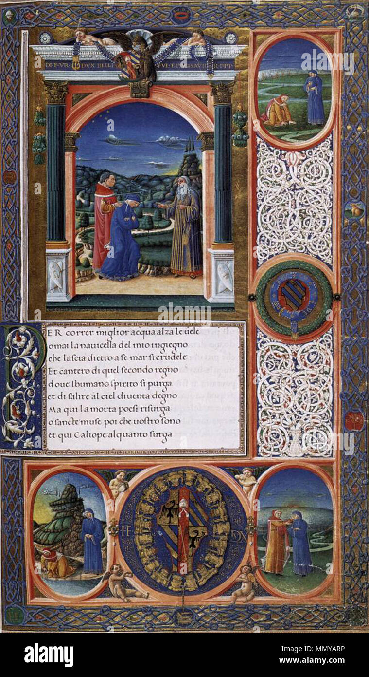 English: Frontispiece to Purgatory by Dante . between 1477 and 1482 ...