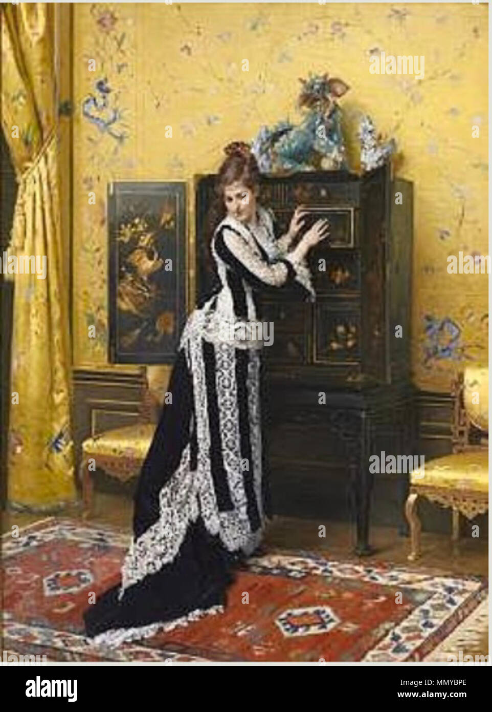 Gustave Léonard de Jonghe - In Front of the Chinese Cabinet Stock Photo ...