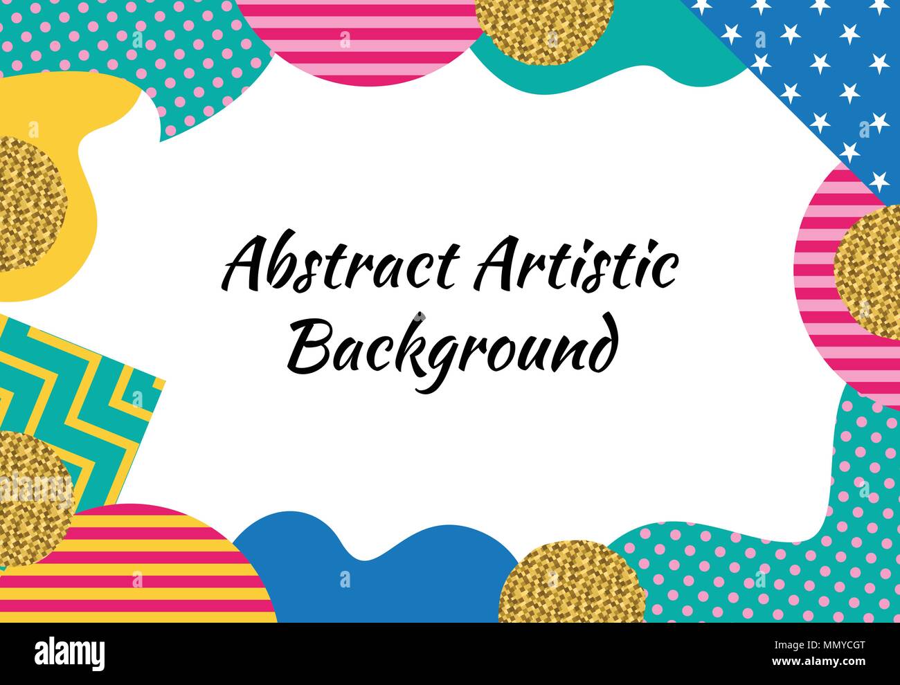 Abstract artistic background in Memphis style of 80-90. Rectangular ...