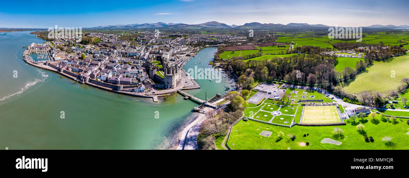 Aerial view caernarfon castle town hi-res stock photography and images ...