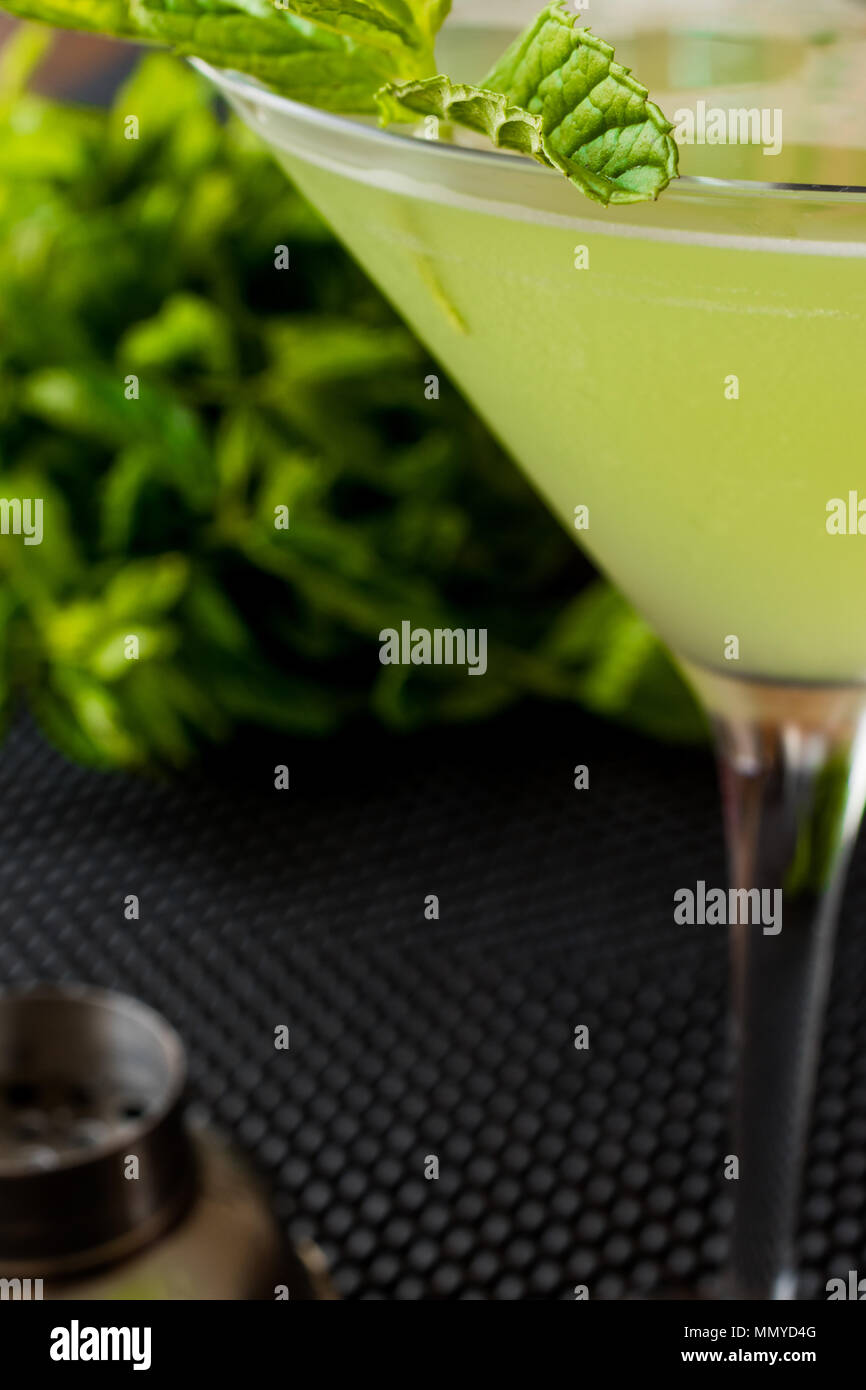 Grasshopper cocktail with mint leaves. Fun concept Stock Photo - Alamy