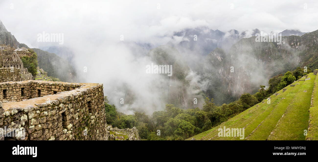 Aerial view at Machu Picchu ruins in Peru Stock Photo - Alamy