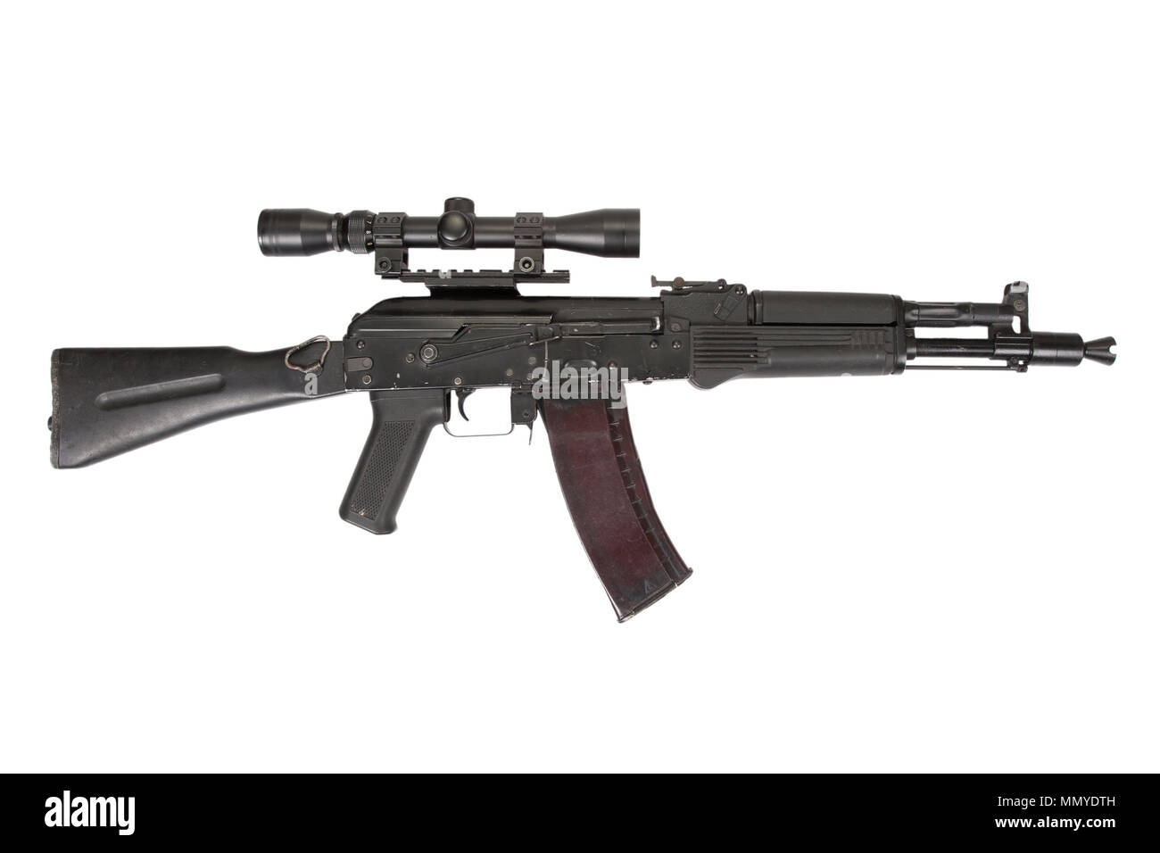 modern kalashnikov assault rifle on white Stock Photo - Alamy