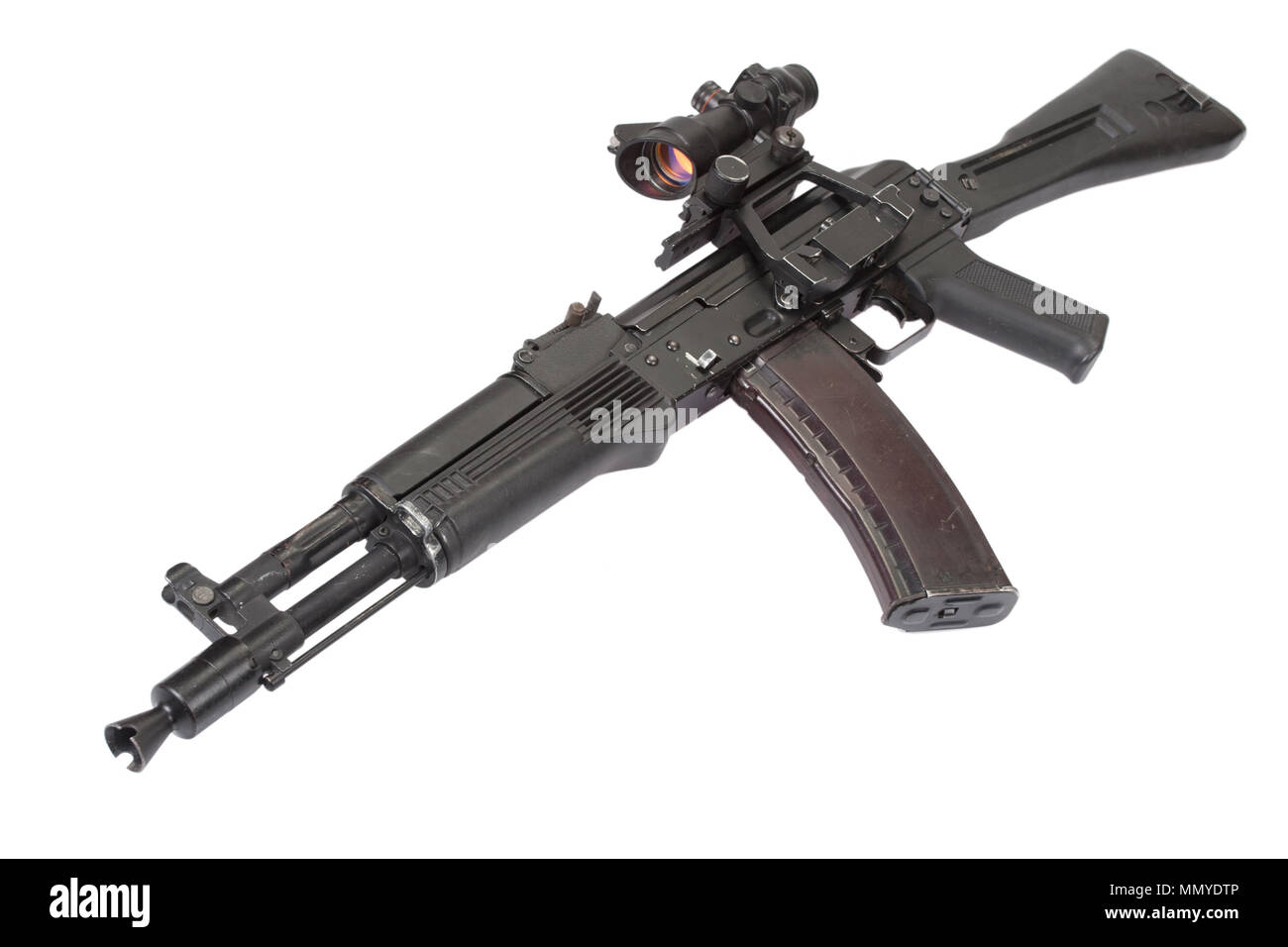 modern kalashnikov assault rifle on white Stock Photo - Alamy