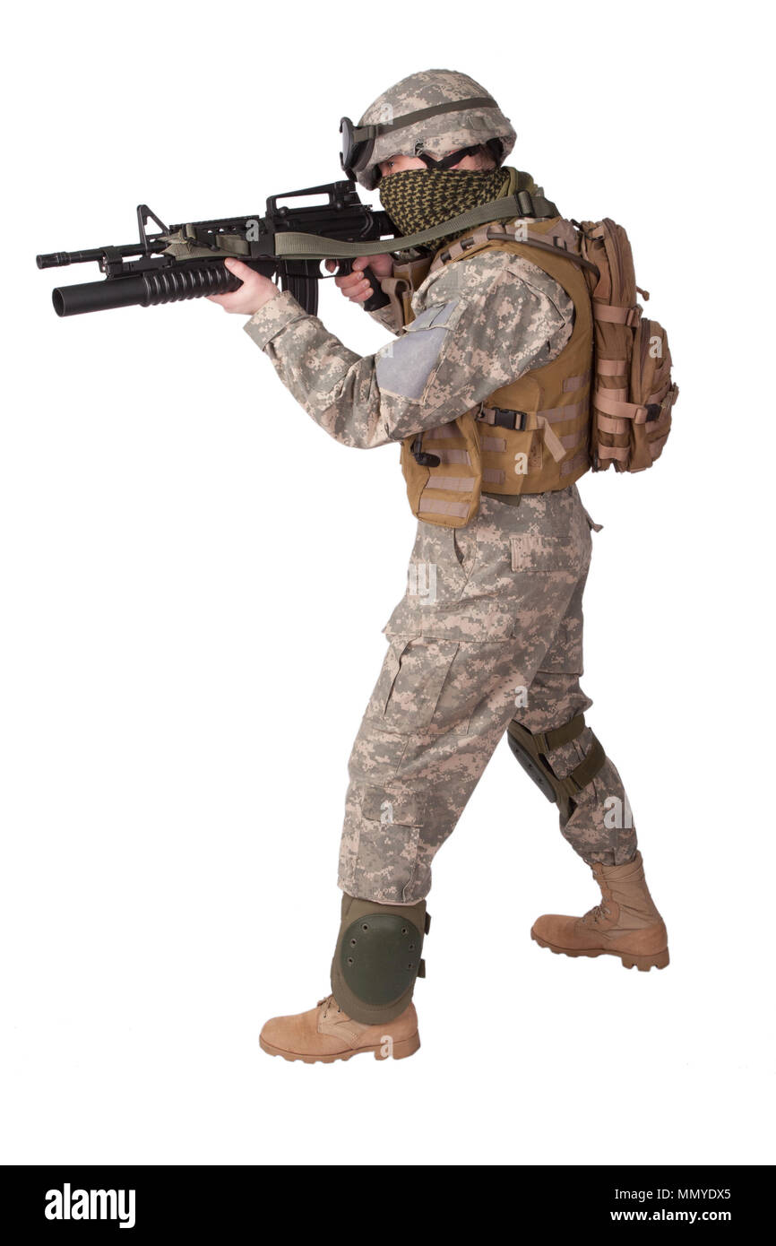 U.S. Army Infantryman on white background Stock Photo - Alamy
