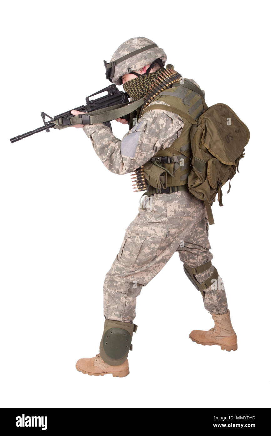U.S. Army Infantryman on white background Stock Photo - Alamy