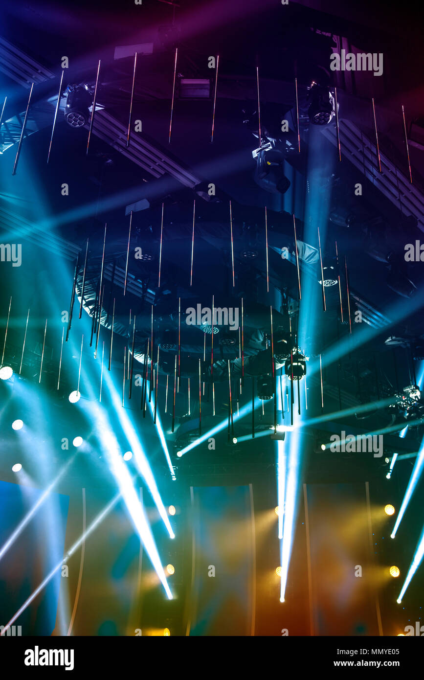 light rays on the stage. preparation for a concert Stock Photo - Alamy