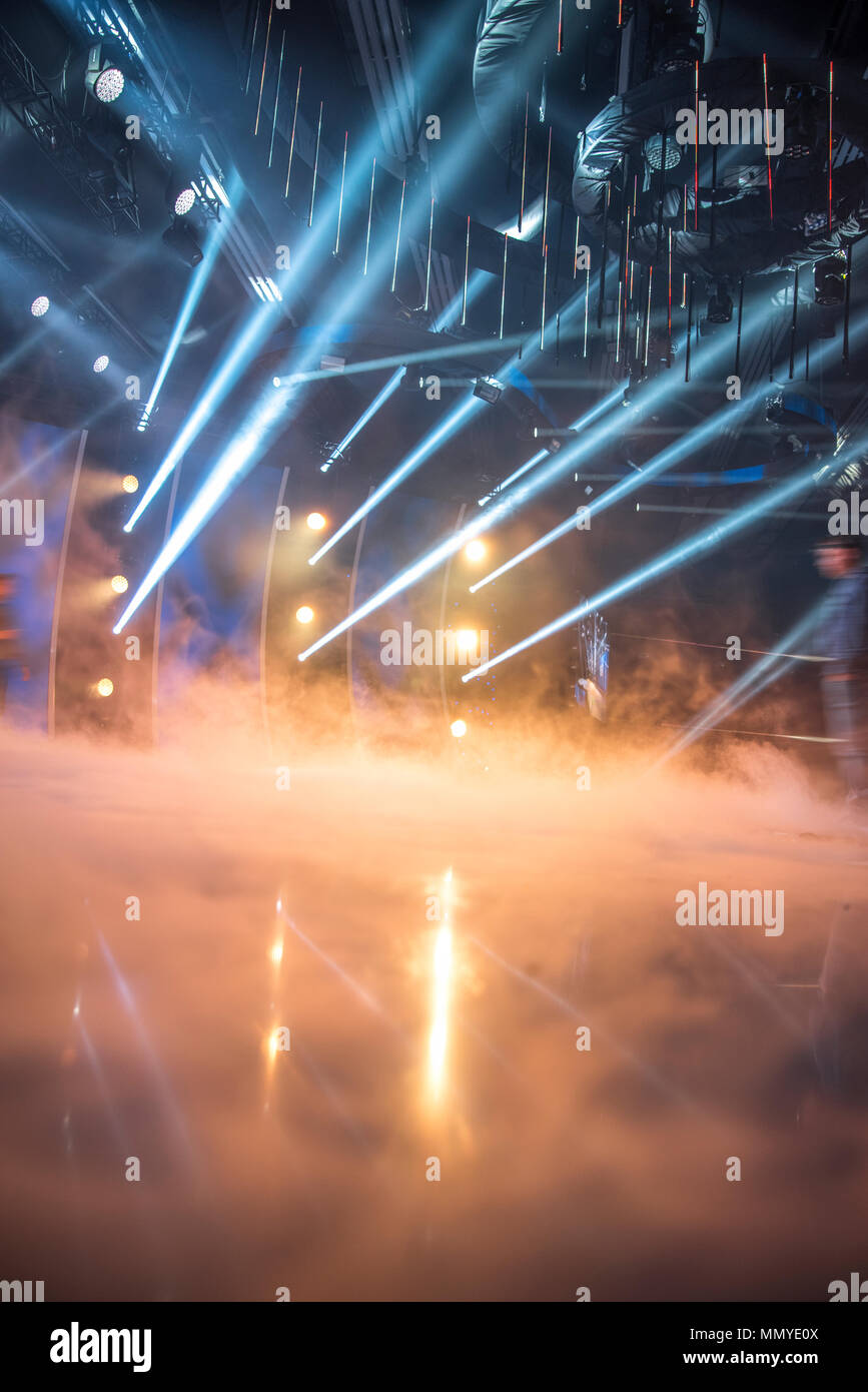 boxes for equipment. preparation for a concert Stock Photo - Alamy