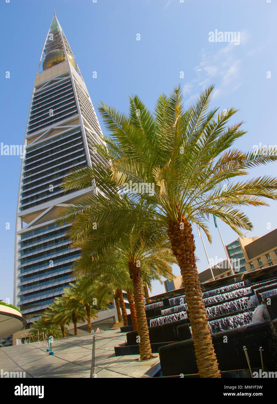 RIYADH - AUGUST 22: Sunset light at Al Faisaliah tower facade on August ...