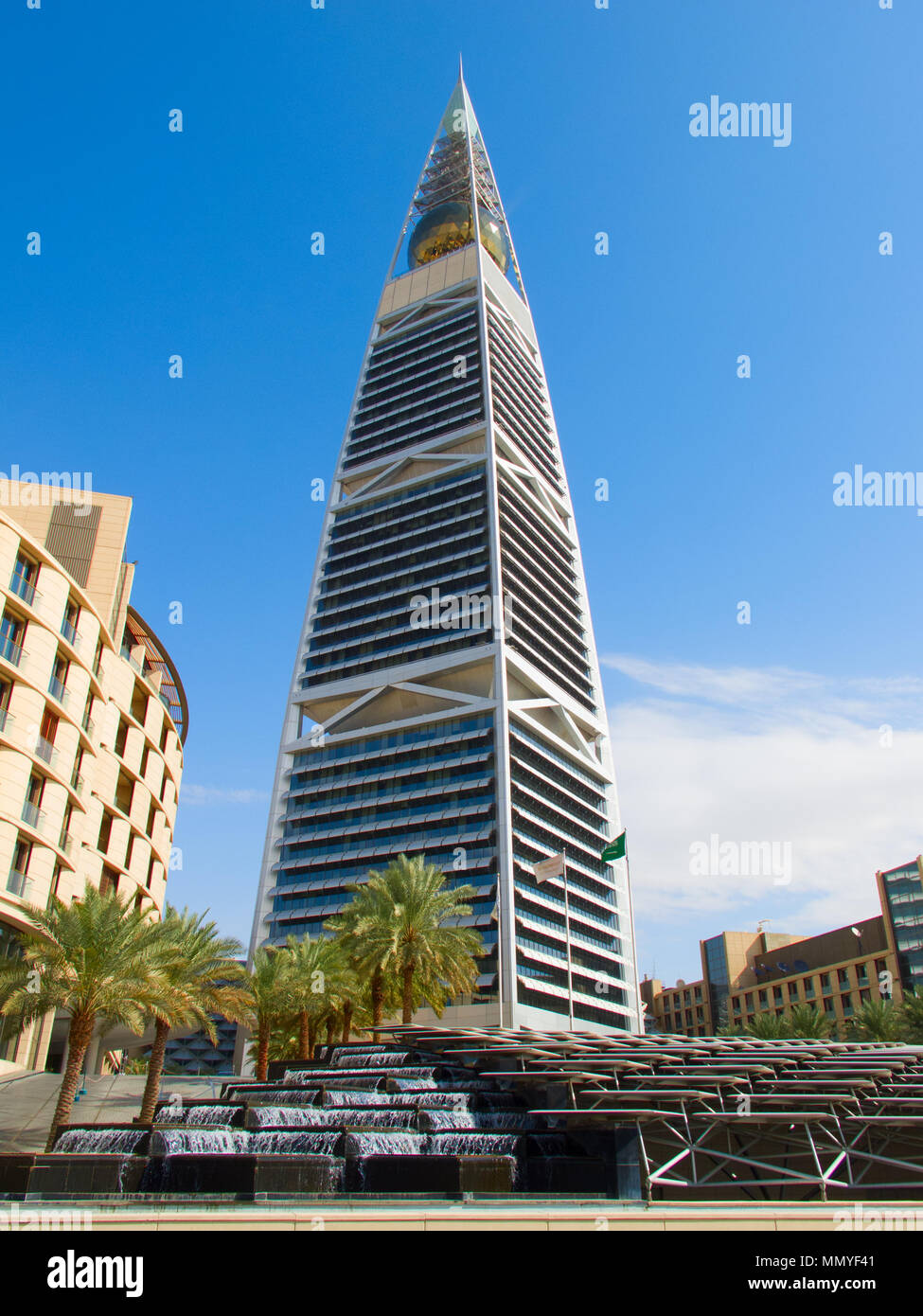 RIYADH - AUGUST 22: Sunset light at Al Faisaliah tower facade on August ...