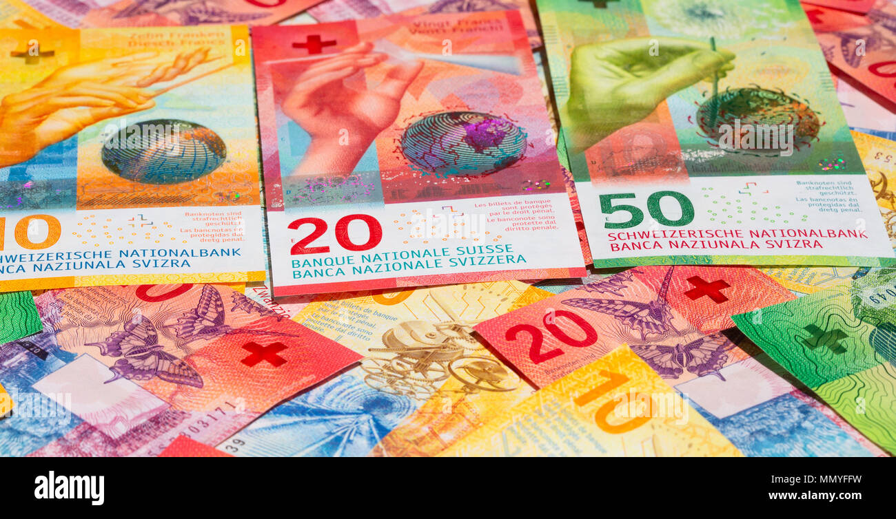 Collection of the new swiss banknotes (issued in 2017 Stock Photo - Alamy