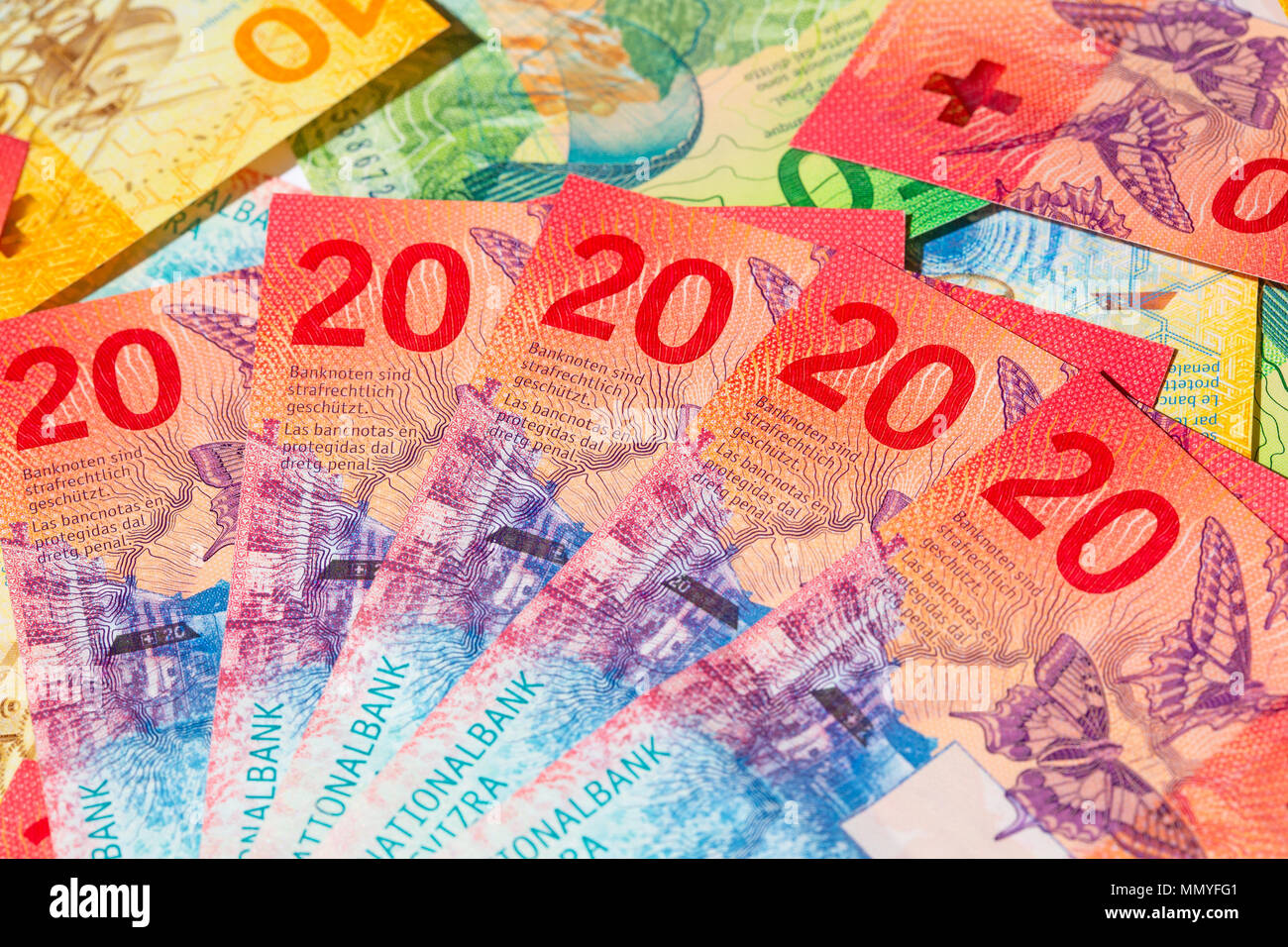 Collection of the new swiss banknotes (issued in 2017 Stock Photo - Alamy