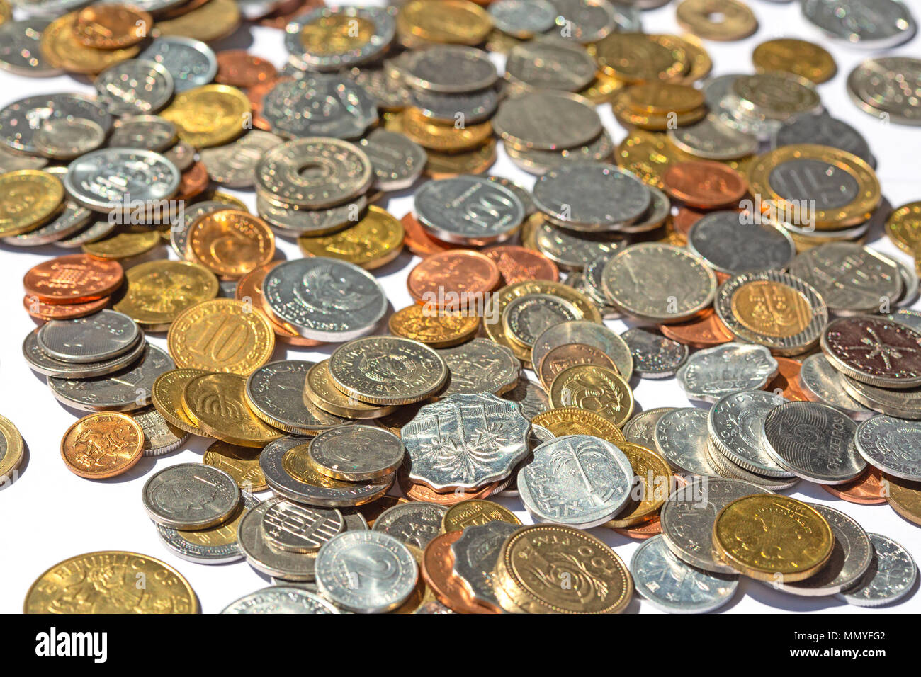 Collection of the old circulated coins Stock Photo - Alamy