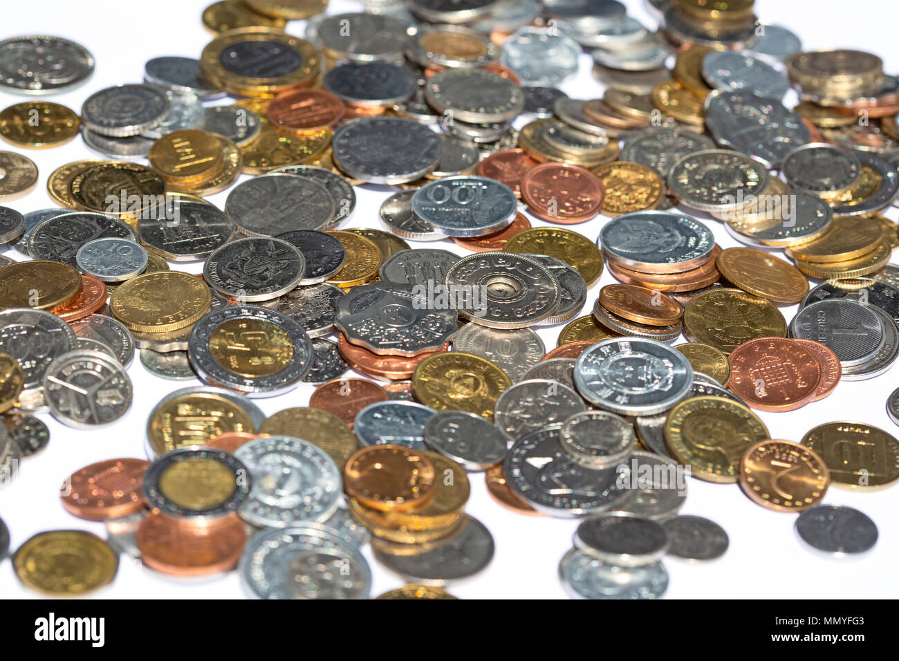 Collection of the old circulated coins Stock Photo - Alamy