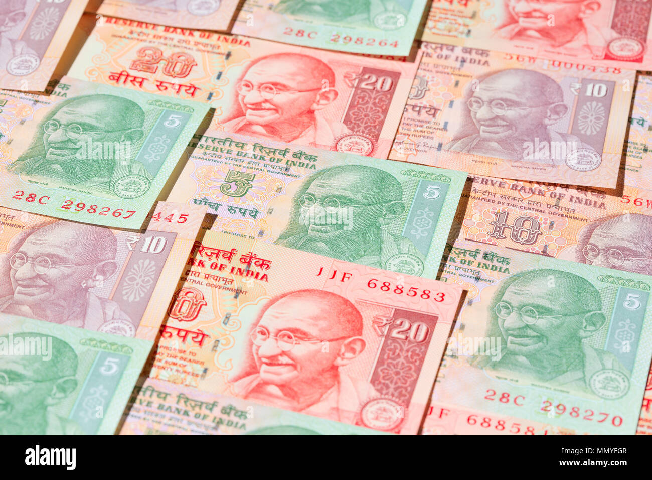 Collection of the Indian banknotes Stock Photo - Alamy