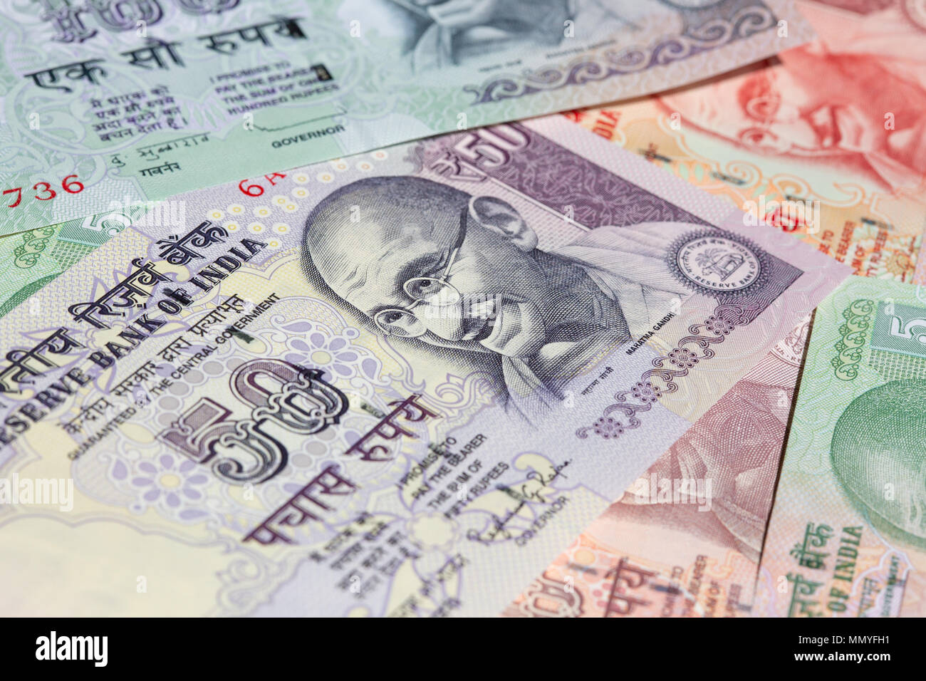 Collection of the Indian banknotes Stock Photo - Alamy