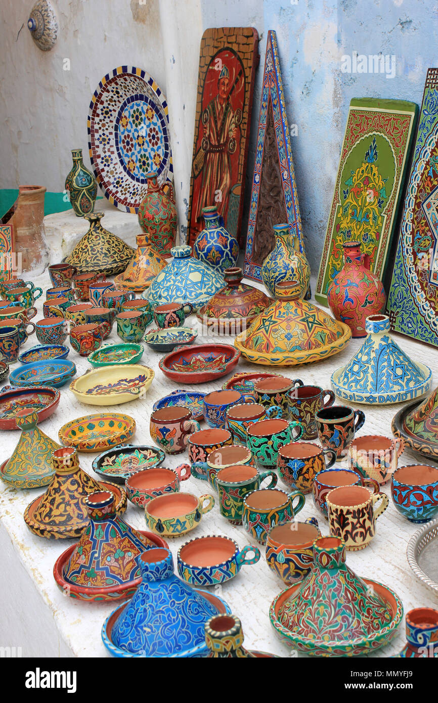 Colourful Pottery In Rabat Medina, Morocco Stock Photo - Alamy