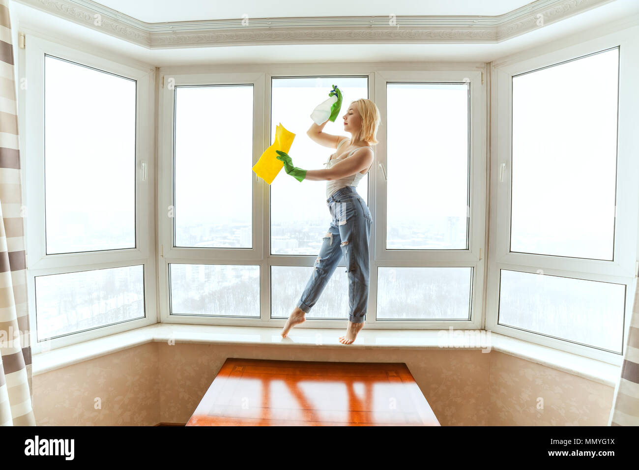 Woman women female cleaning lady housewife hi-res stock photography and ...