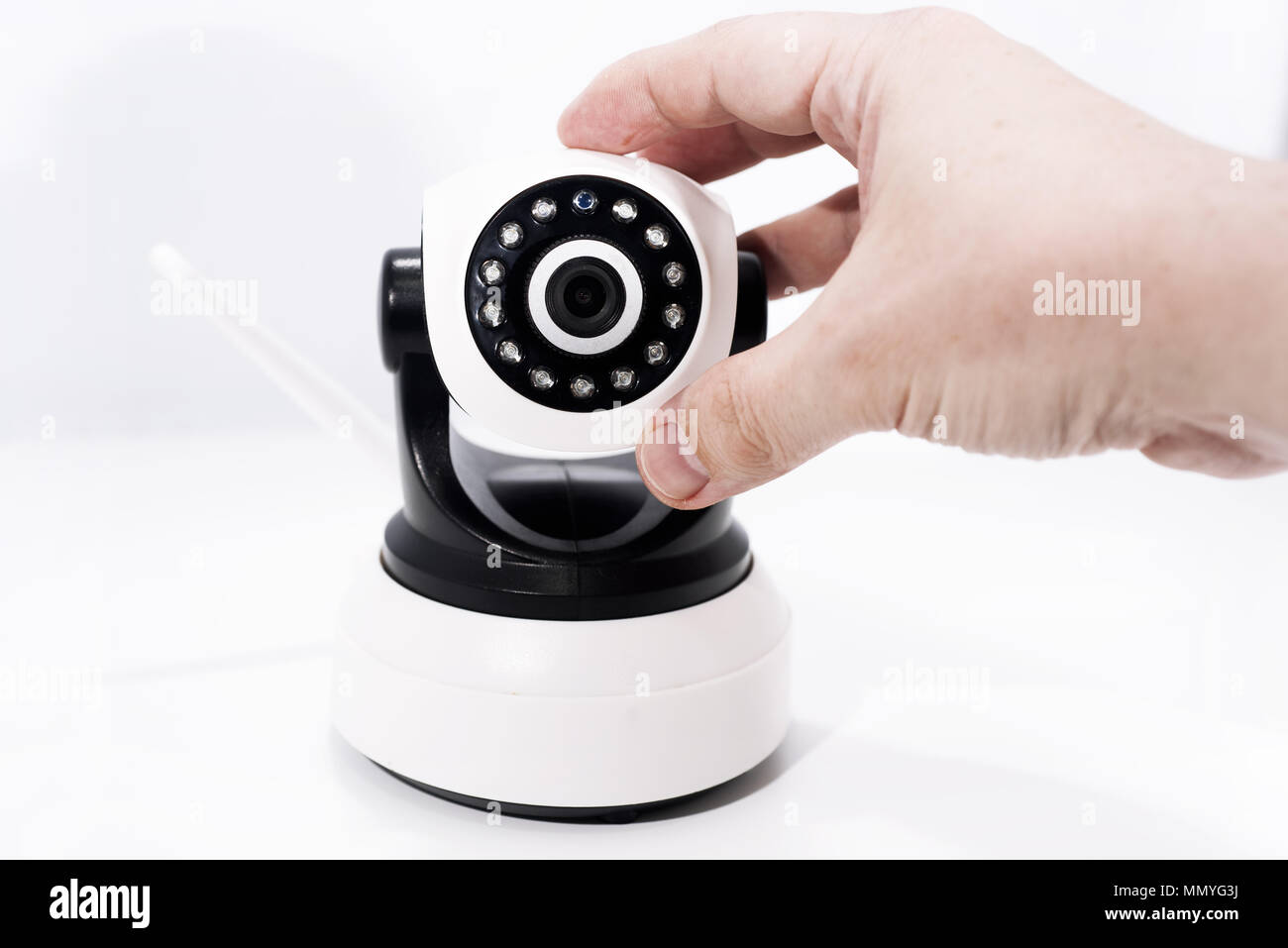 Spy video camera isolated on white background. Abstract surveillance ...