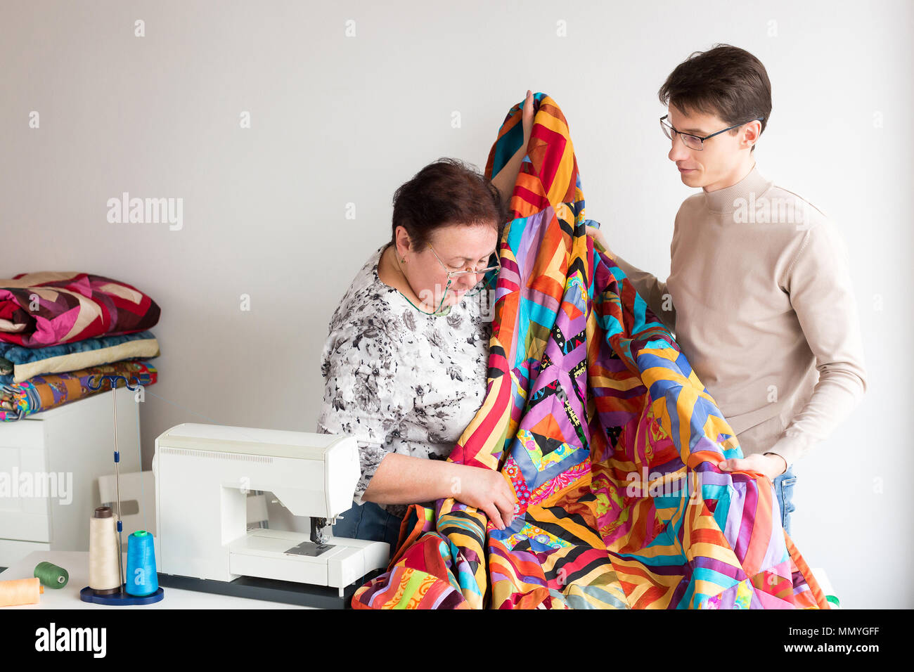 quilting, craft, equipment concept. in the sewing studio there is a ...