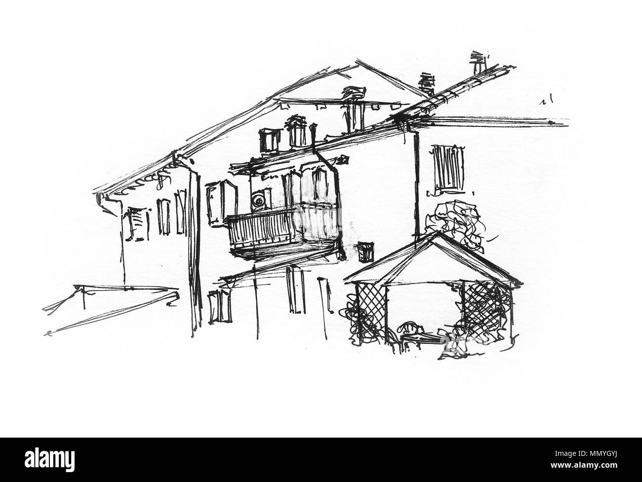 Elements of Venice, Italy. Painted sketch, art work and decoration ...