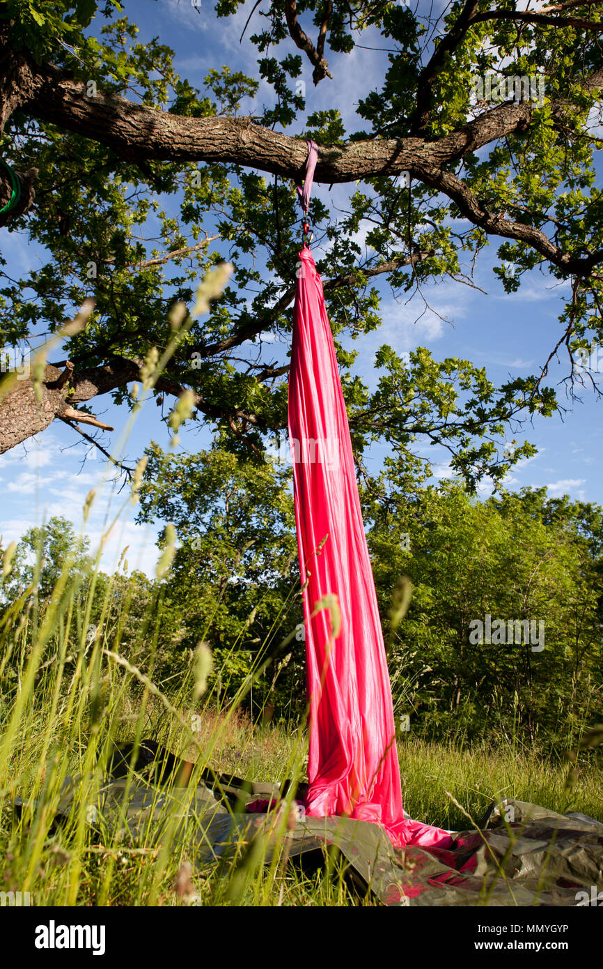 Pink aerial silks hi-res stock photography and images - Alamy