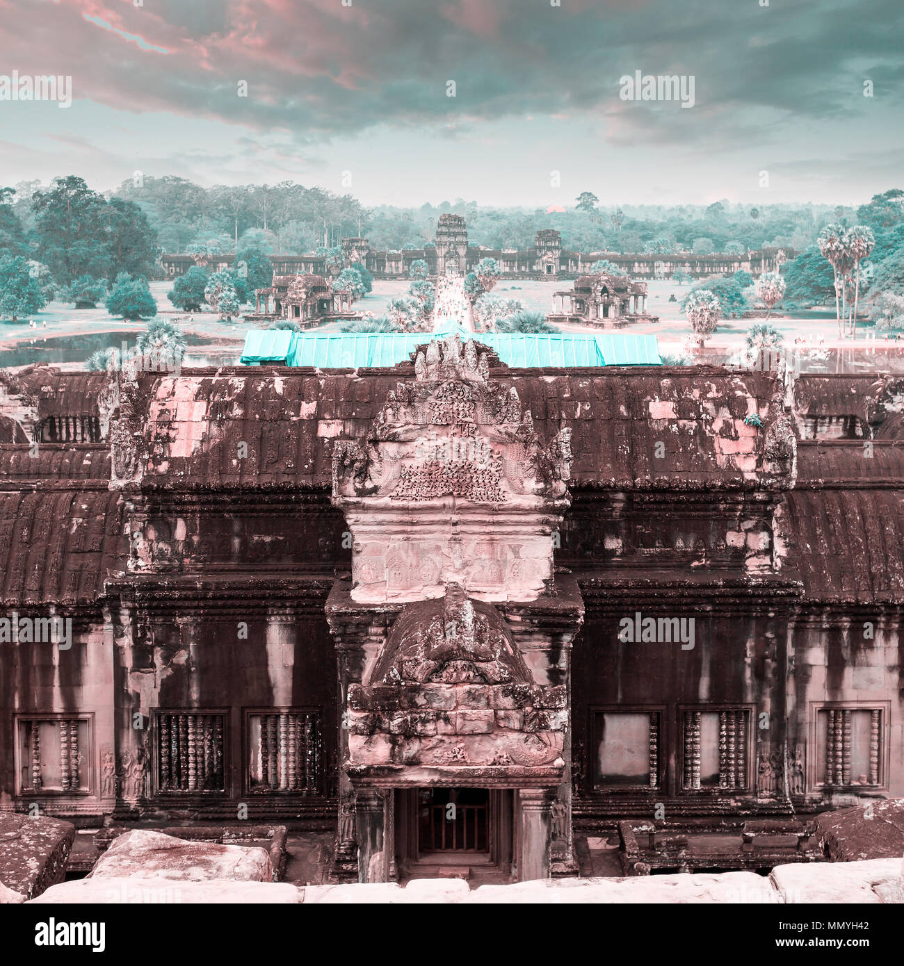 Angkor Wat temple. View from inside the temple Stock Photo - Alamy