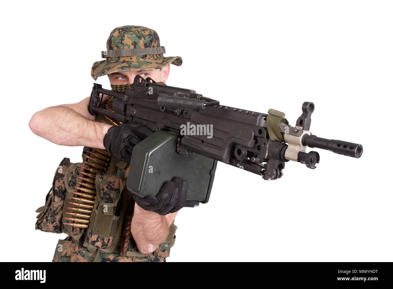 US MARINES with M249 machine gun Stock Photo - Alamy