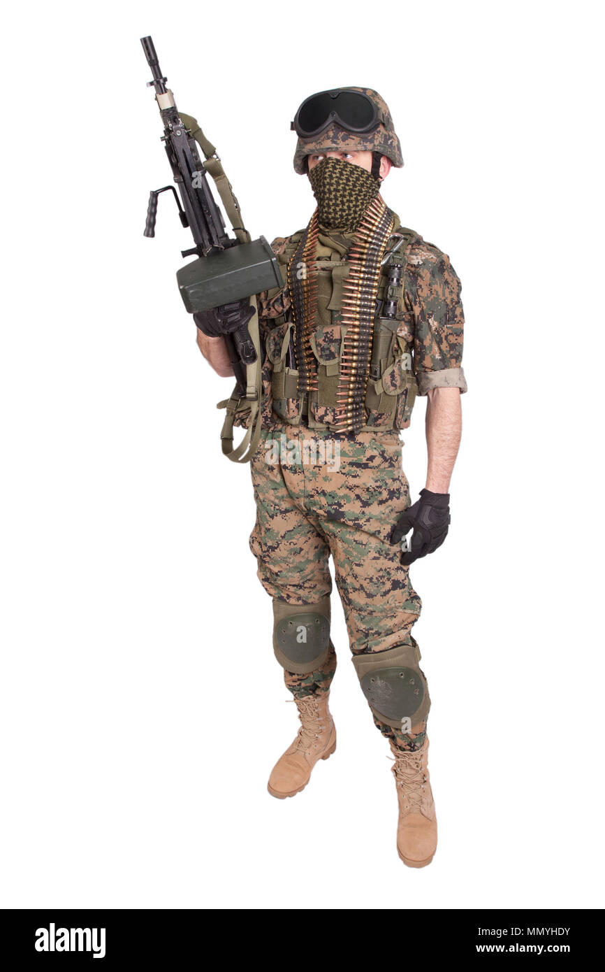 US MARINES with M249 machine gun Stock Photo - Alamy