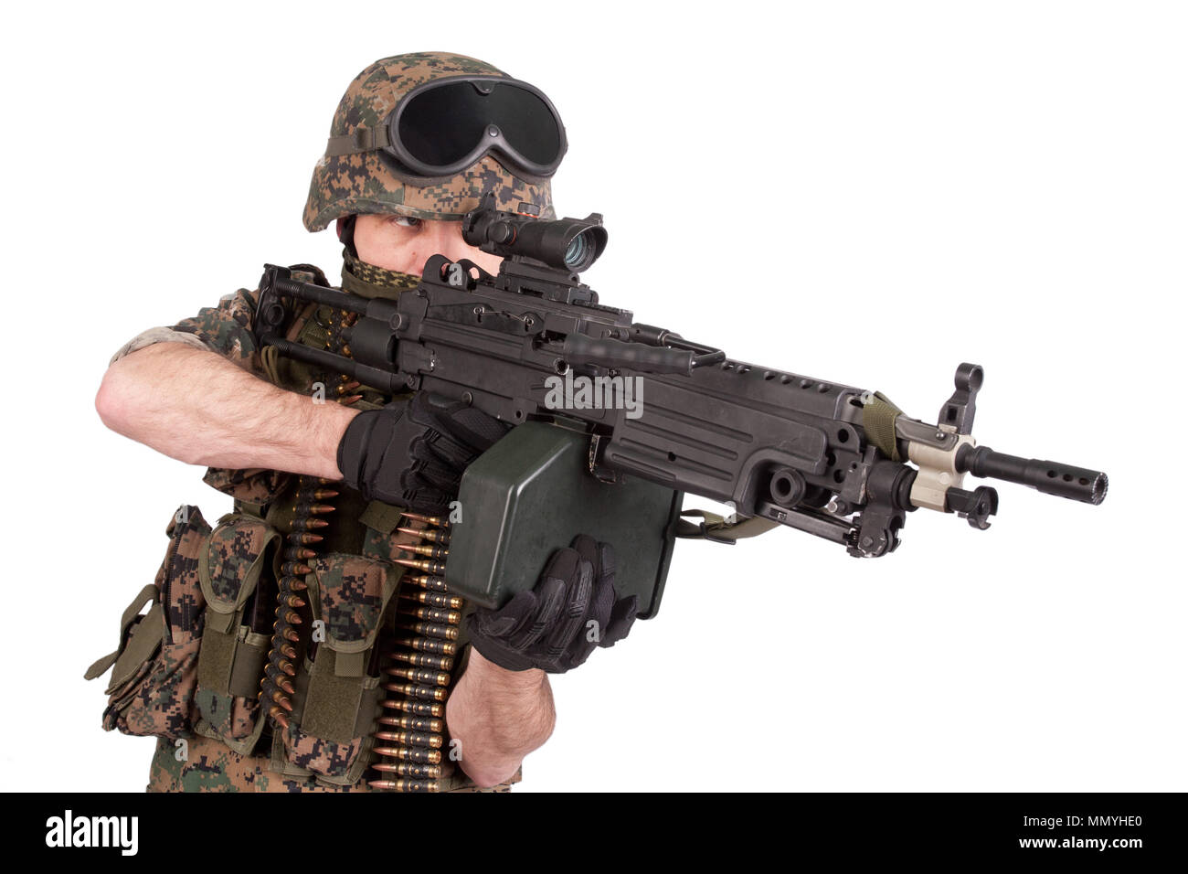 US MARINES with M249 machine gun Stock Photo - Alamy