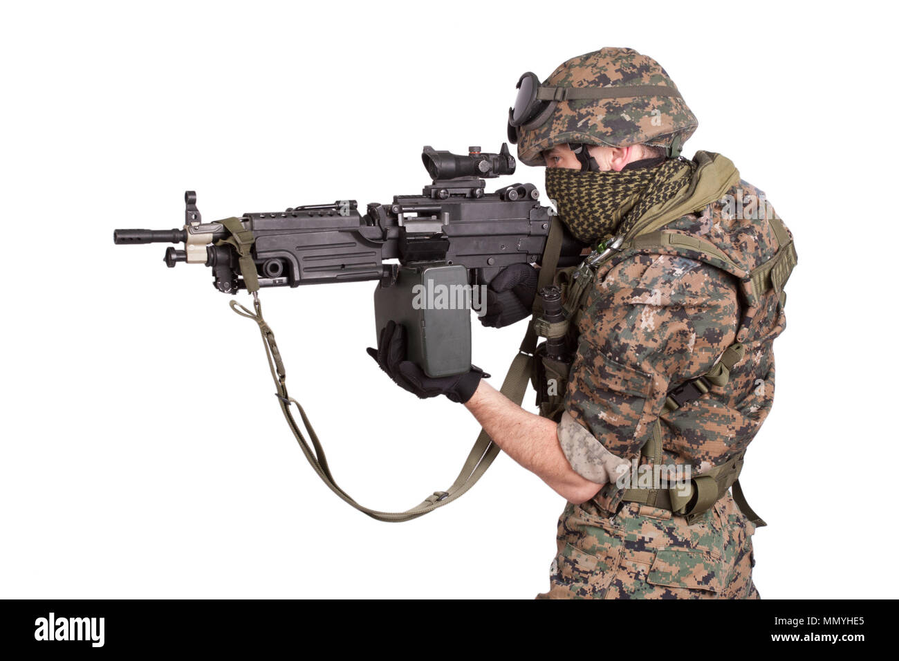 US MARINES with M249 machine gun Stock Photo - Alamy
