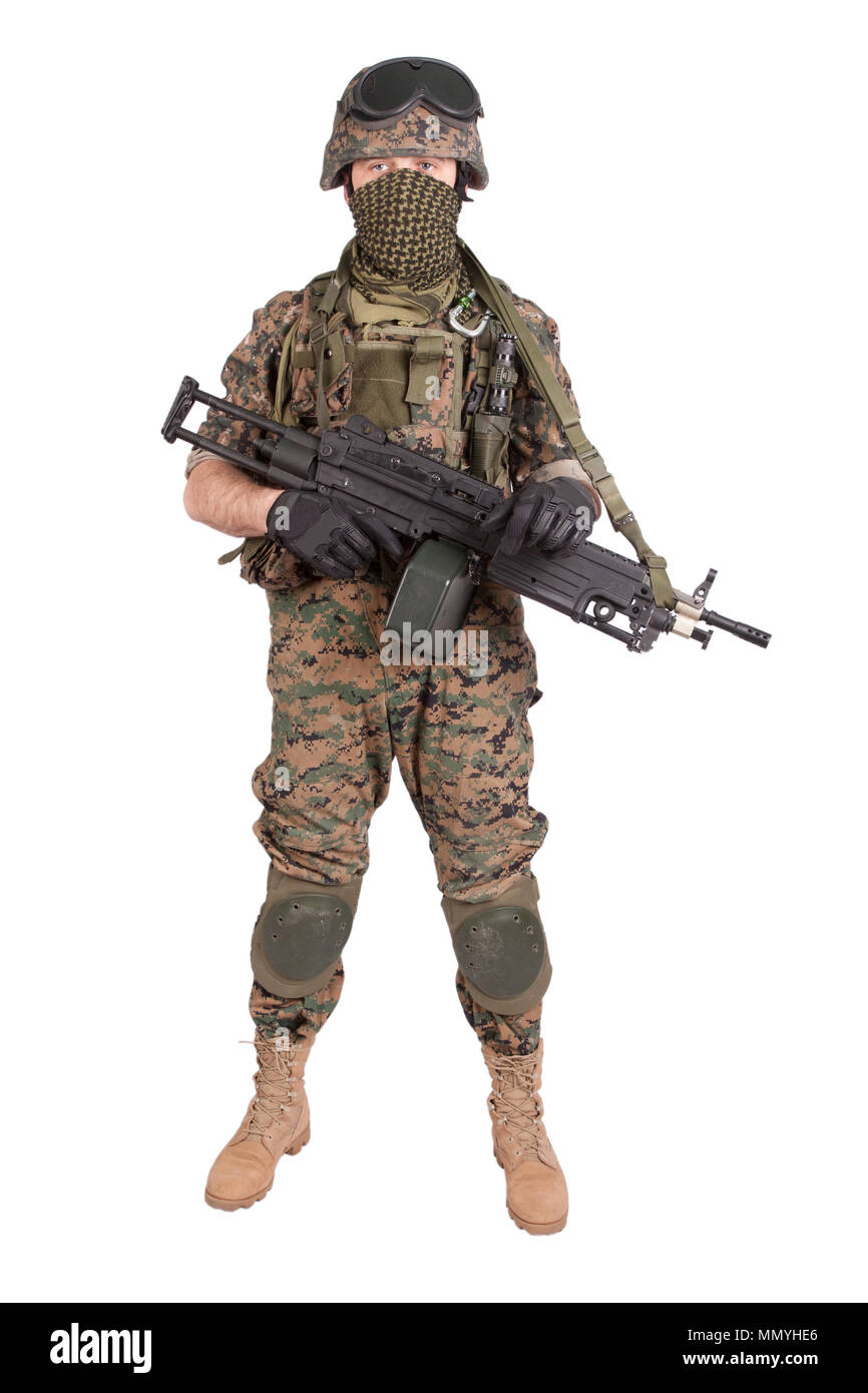 US MARINES with M249 machine gun Stock Photo - Alamy