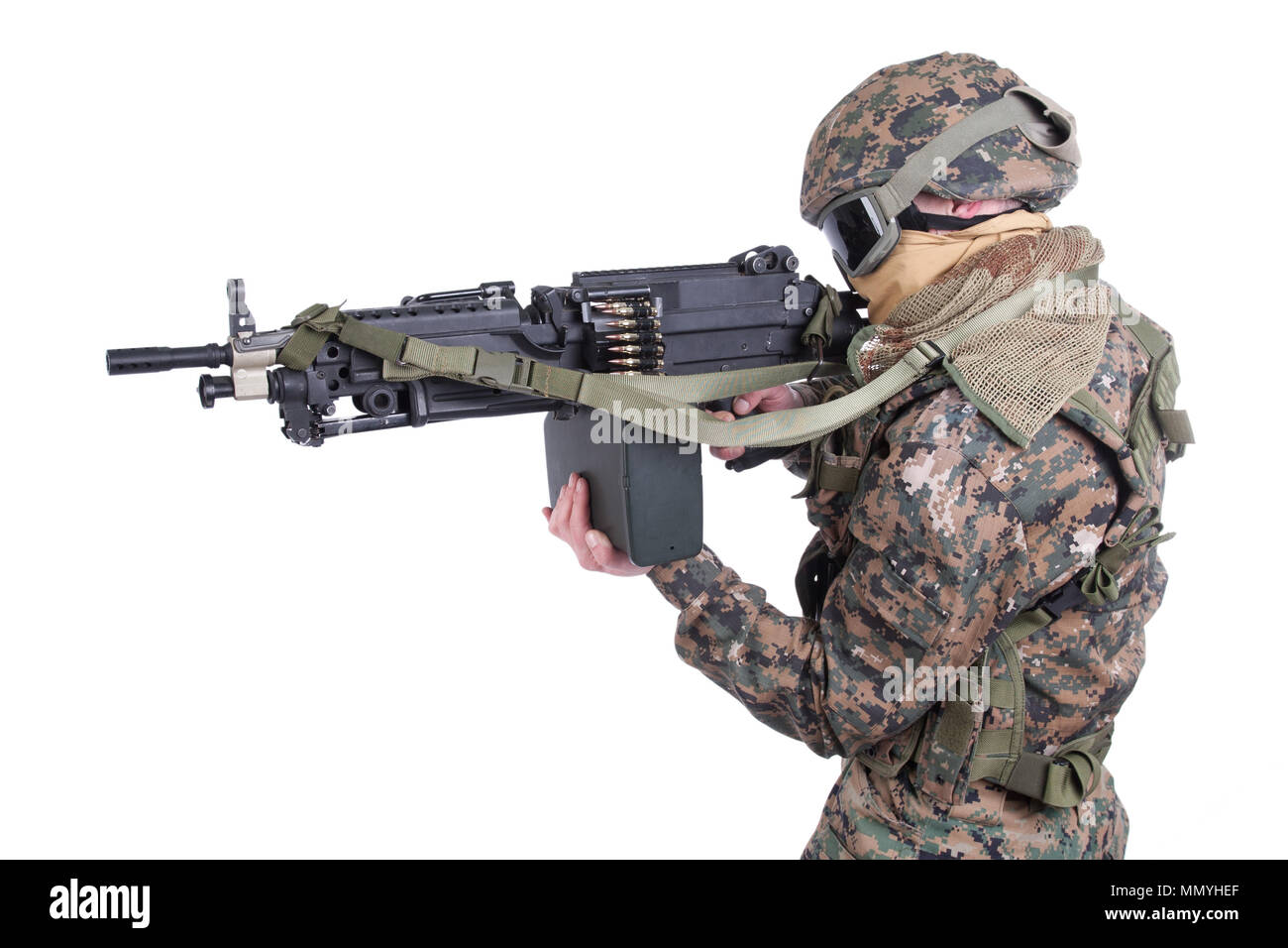 US MARINES with M249 machine gun Stock Photo - Alamy