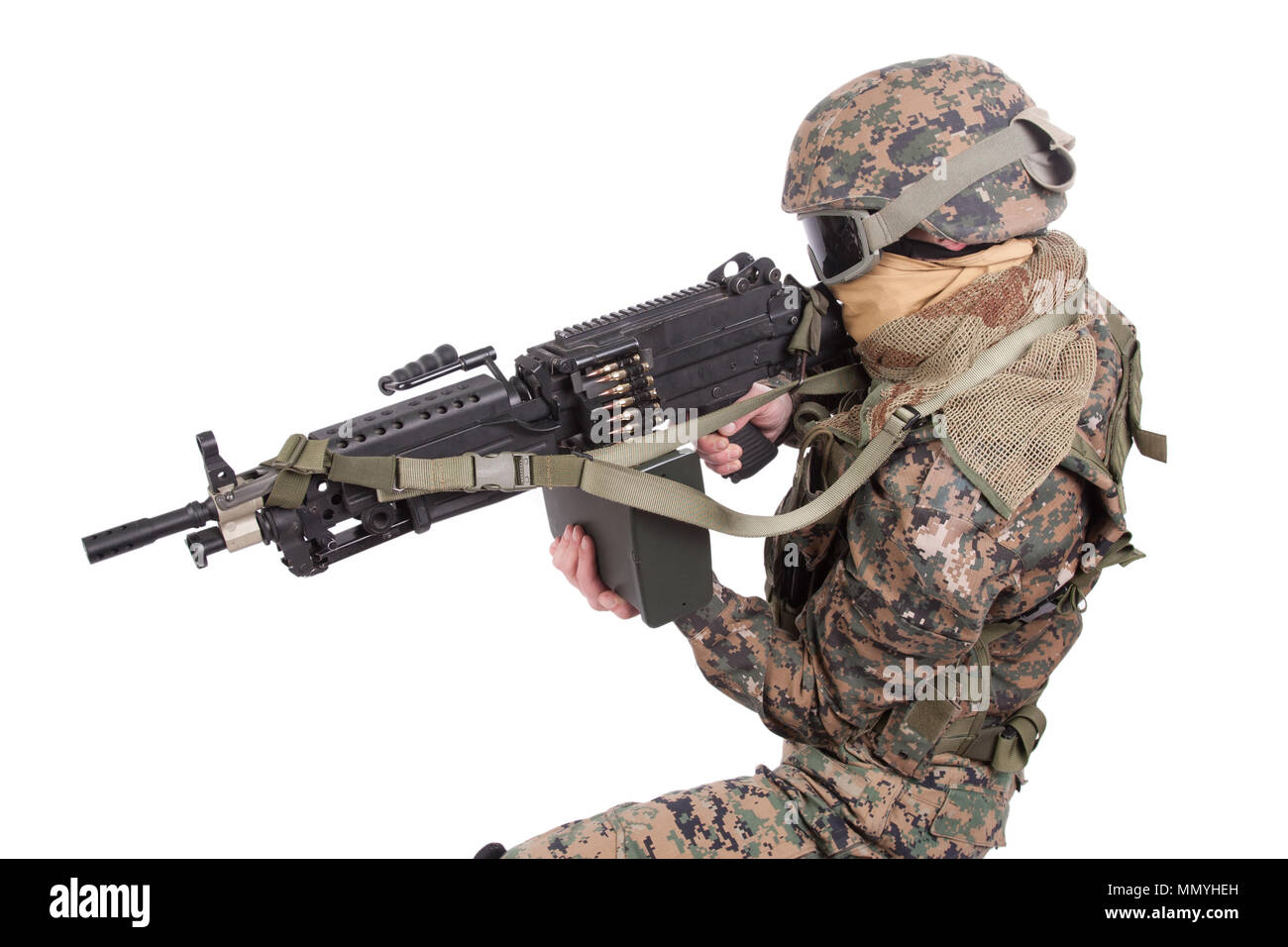 US MARINES with M249 machine gun Stock Photo - Alamy