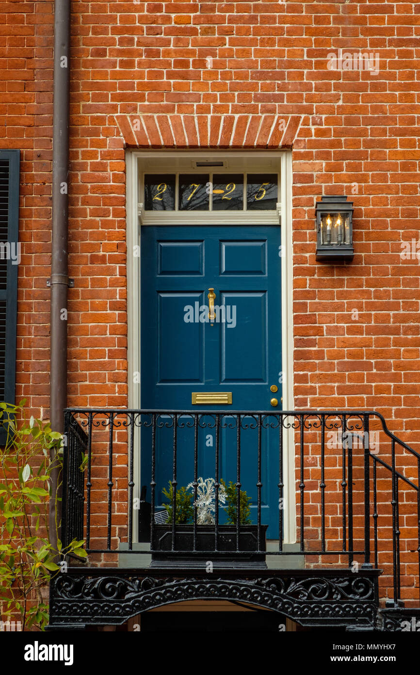 Front door on historic house, 2725 N Street NW, Georgetown, Washington ...
