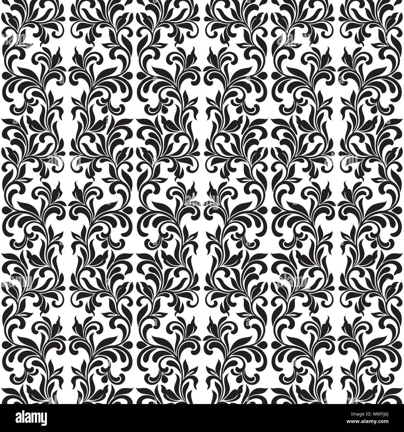 Black And White Damask Print
