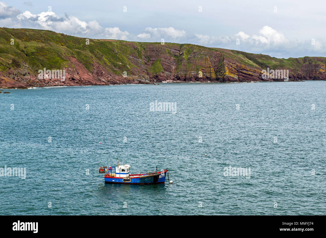 Fishing Boat off Stackpole Quay on the South Pembrokeshire Coast Stock ...