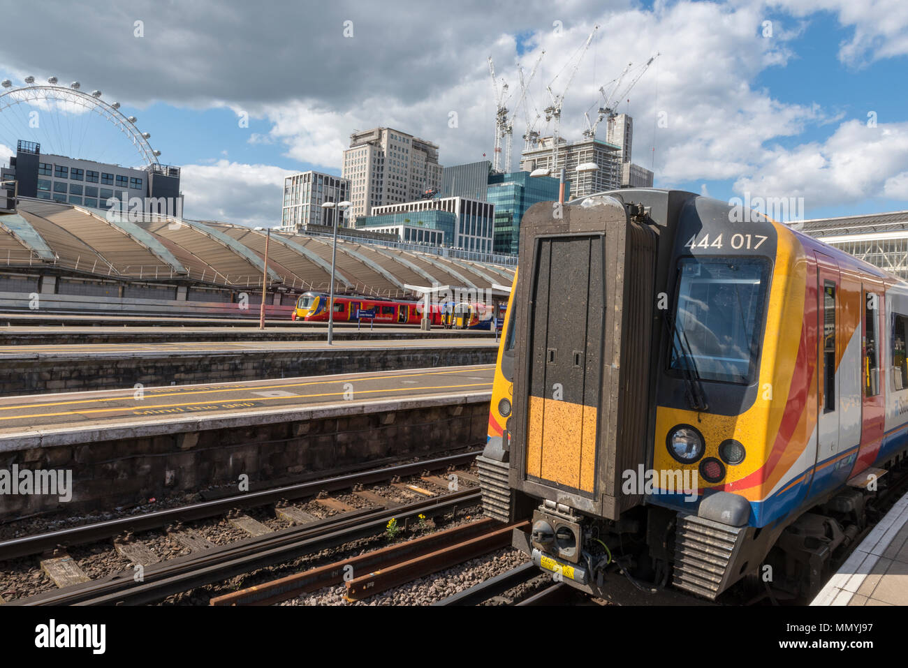 A south western railway train in a platform at london waterloo station ...