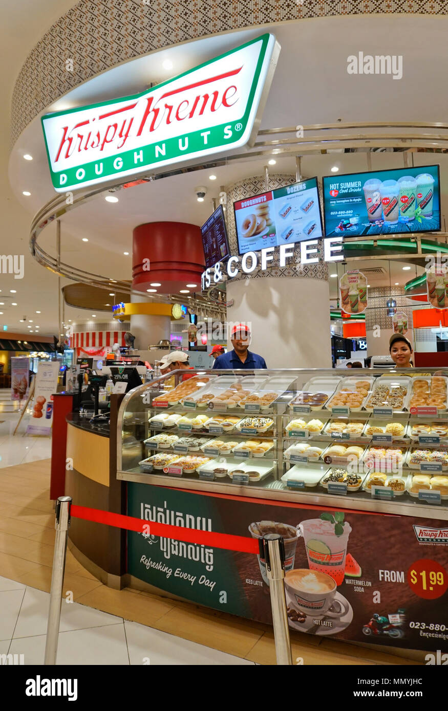 Krispy Kreme in the food court at Aeon Mall, Phnom Pehn, Cambodia Stock ...
