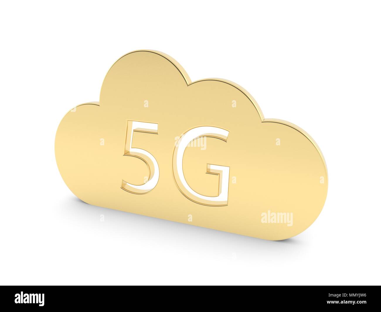 5G symbol of a golden cloud Internet connection. 3d rendering Stock ...
