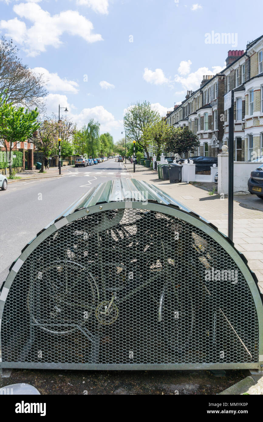 Lockable on-street bike storage Stock Photo - Alamy