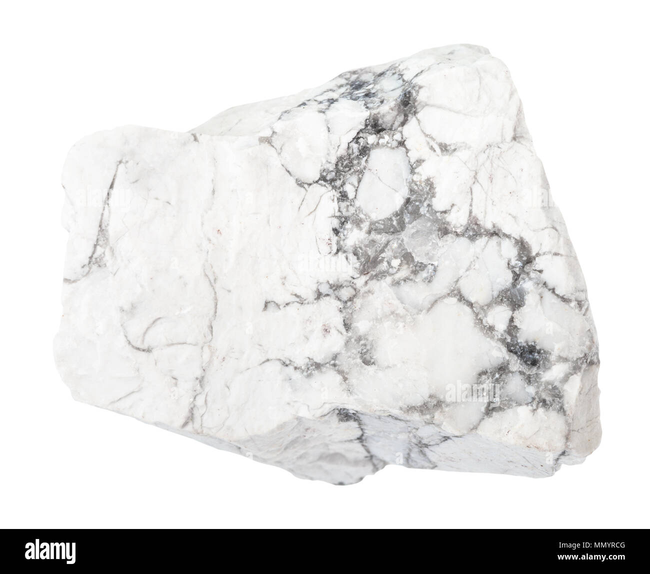 macro shooting of natural rock specimen - raw Howlite stone isolated on ...