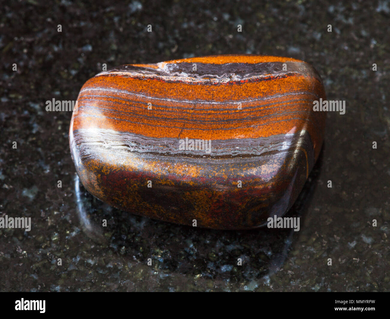 macro shooting of natural rock specimen - polished Jaspillite ...