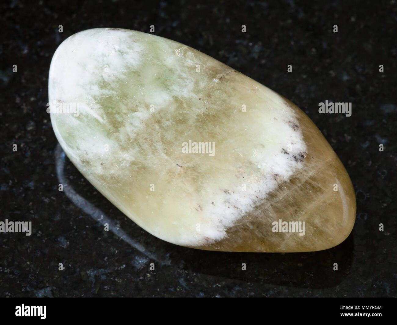 macro shooting of natural rock specimen - polished Prasiolite (green ...